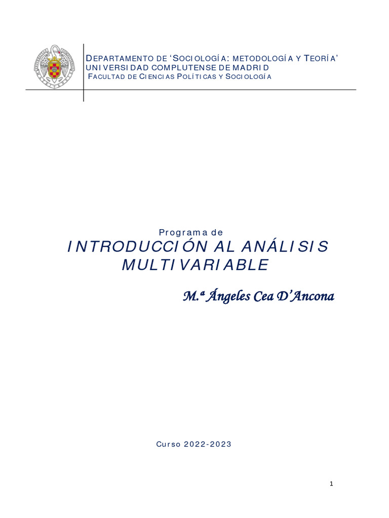 Curso de Análisis Multivariable | PDF | Teoría | Plan de estudios