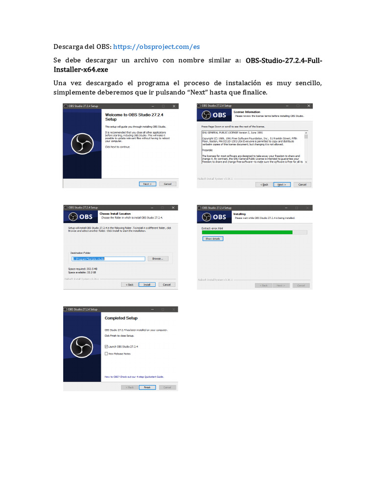Guía de instalación y uso de OBS Studio | PDF
