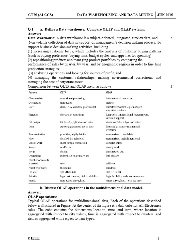 Sol CT75 | Download Free PDF | Data Warehouse | Cluster Analysis