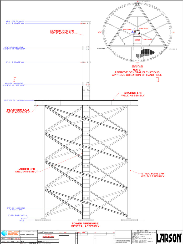 Drawing General Assembly Tower Firehouse Po#28525 | PDF | Welding ...