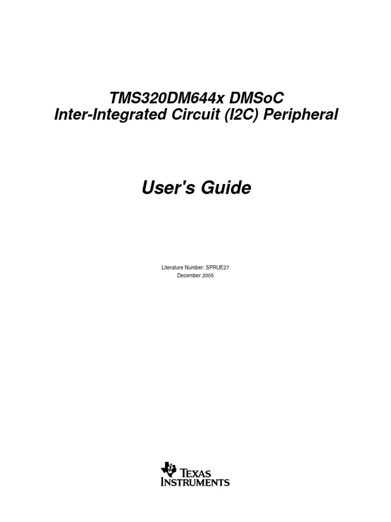DMSoC I2C Peripheral User Guide - Sprue27 | PDF | Digital Signal Processor | Central Processing Unit