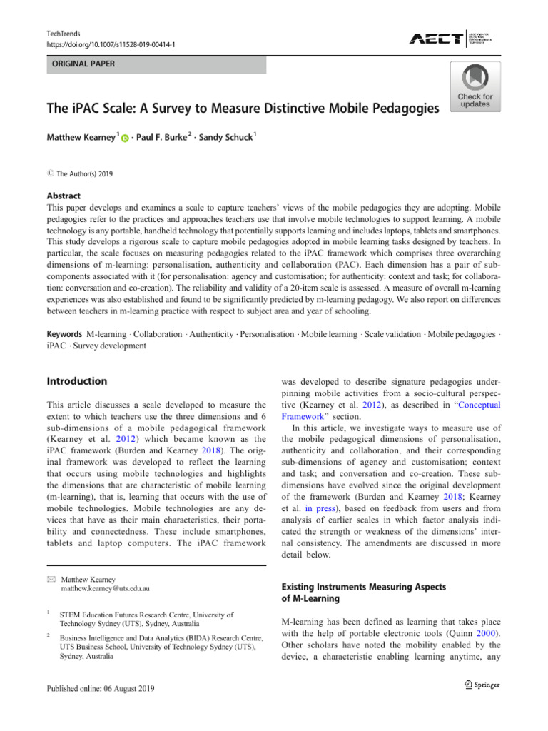 Kearney & Burke & Schuck (2019) The iPAC Scale | PDF | Validity ...