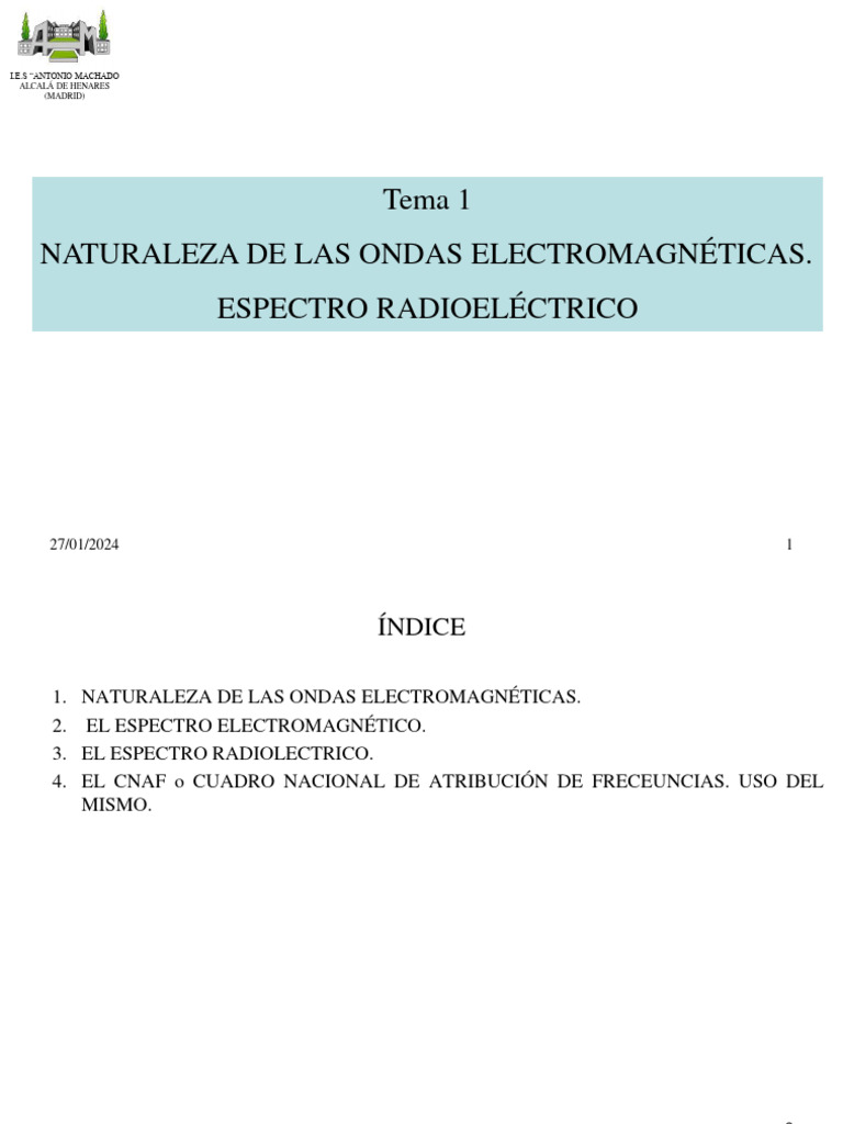 Ondas Electromagnéticas y Espectro Radioeléctrico | PDF | Radiación ...