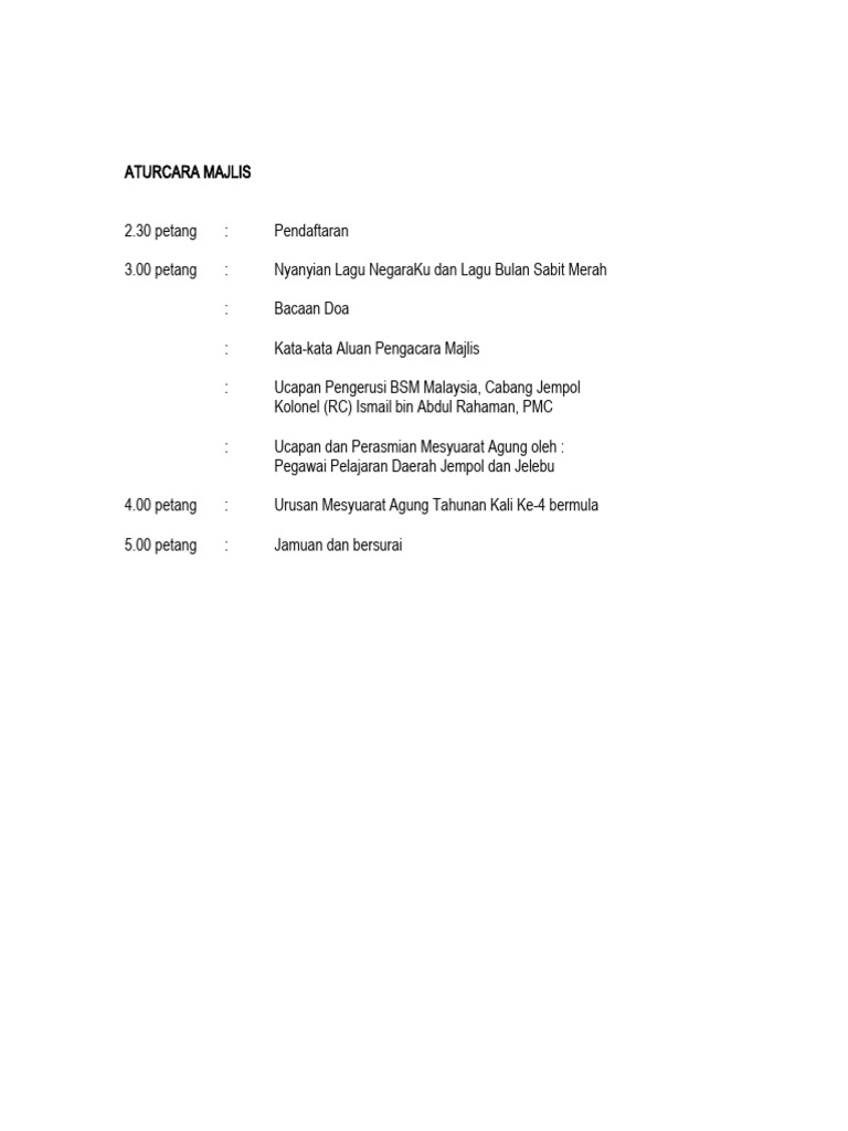 Aturcara Majlis | PDF