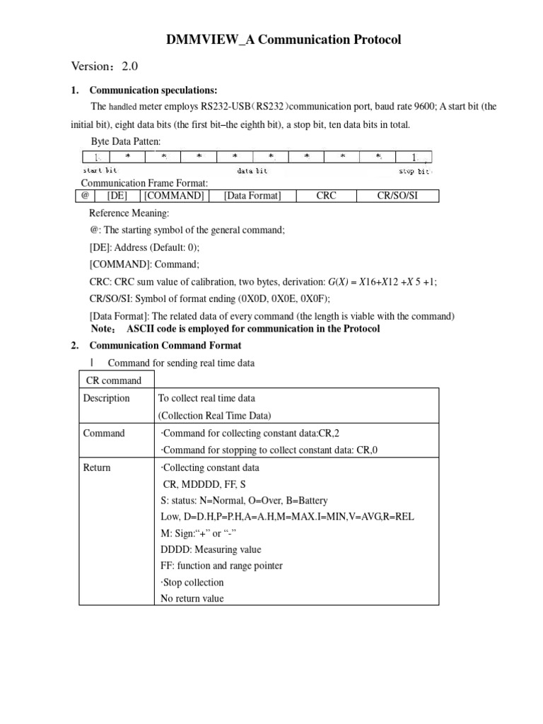 DMMVIEW A Communication Protocol 2 0 | PDF | Bit | Computing