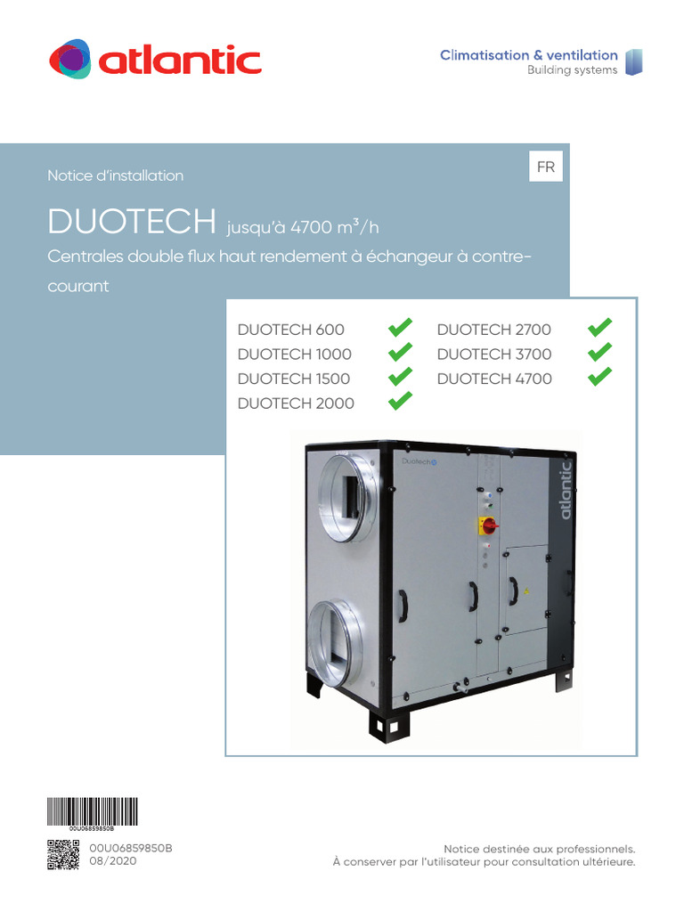 Installation VMC Double Flux Duotech | PDF | Électrotechnique | Électricité