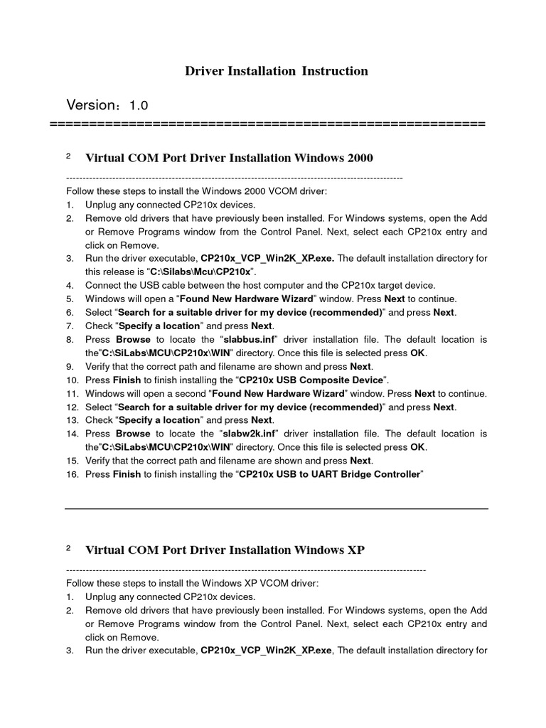 Driver Installation Instruction - 1 - 0 | PDF | Device Driver | Microsoft Windows