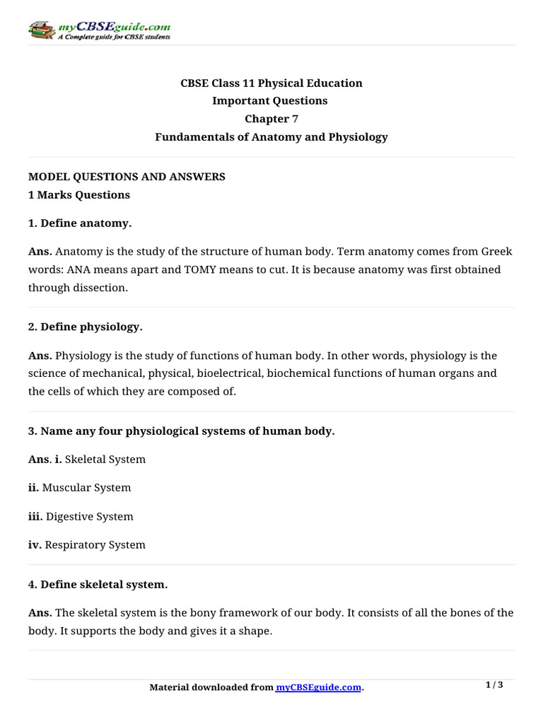 11 Physical Education Imp ch7 1 | PDF | Muscle | Skeleton