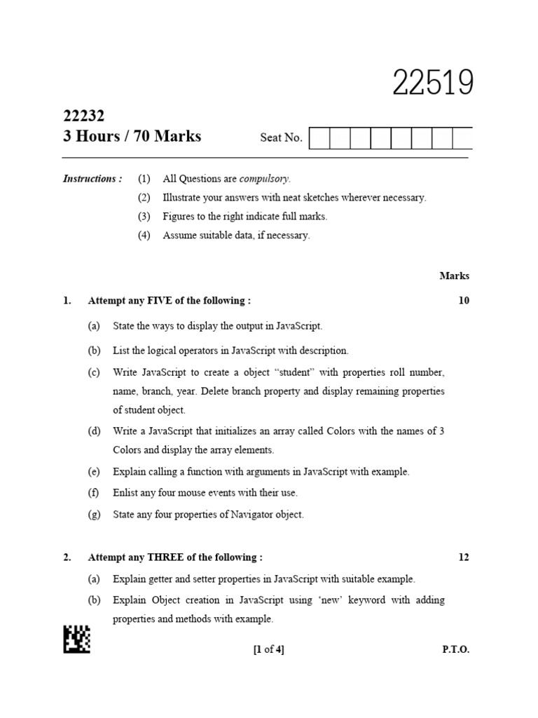2023 Summer Question Paper (Msbte Study Resources) | PDF | Java Script ...