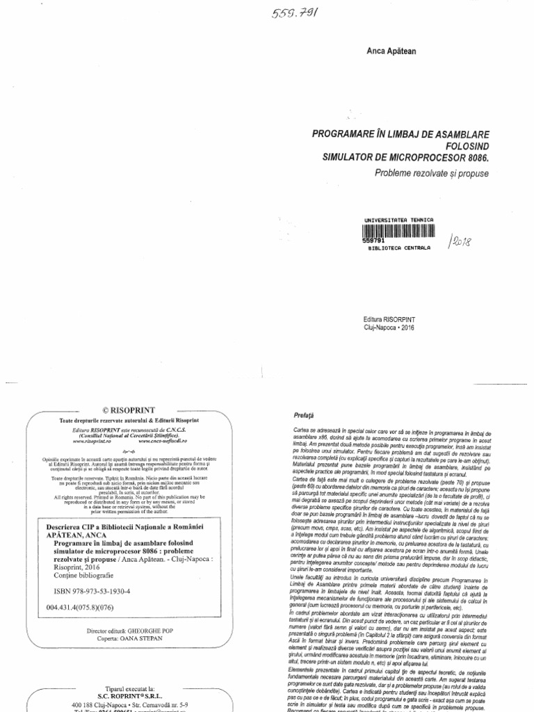 Programare in Limbaj de Asamblare Folosind Simulator de Microprocesoare 8086 | PDF
