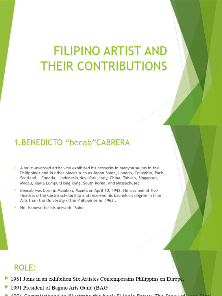 FILIPINO ARTIST AND THEIR CONTRIBUTIONS | PDF | Philippines | The Arts
