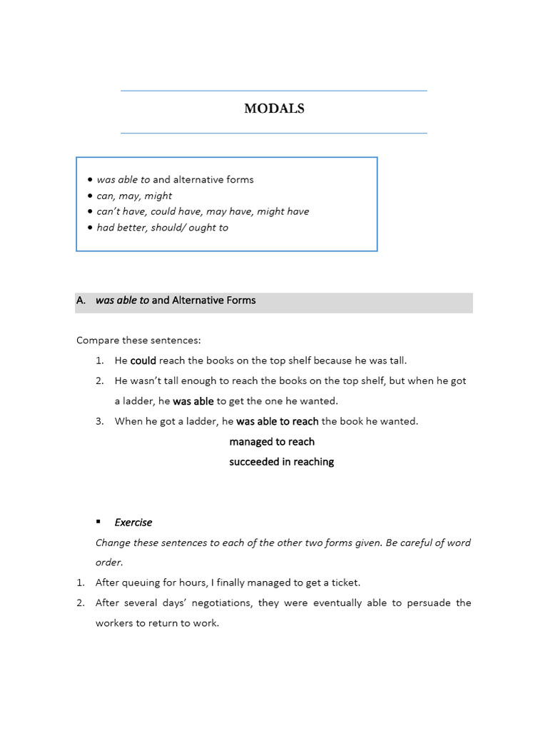 2 Exercise Modals | PDF