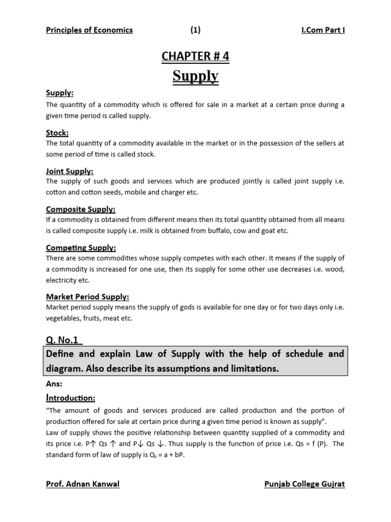 Chapter 4 Supply | PDF | Supply (Economics) | Elasticity (Economics)