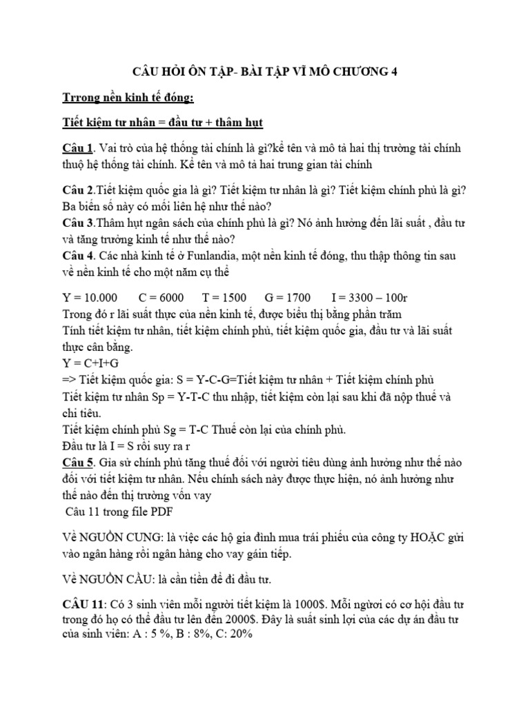 CÂU HỎI ÔN TẬP VĨ MÔ C4 | PDF