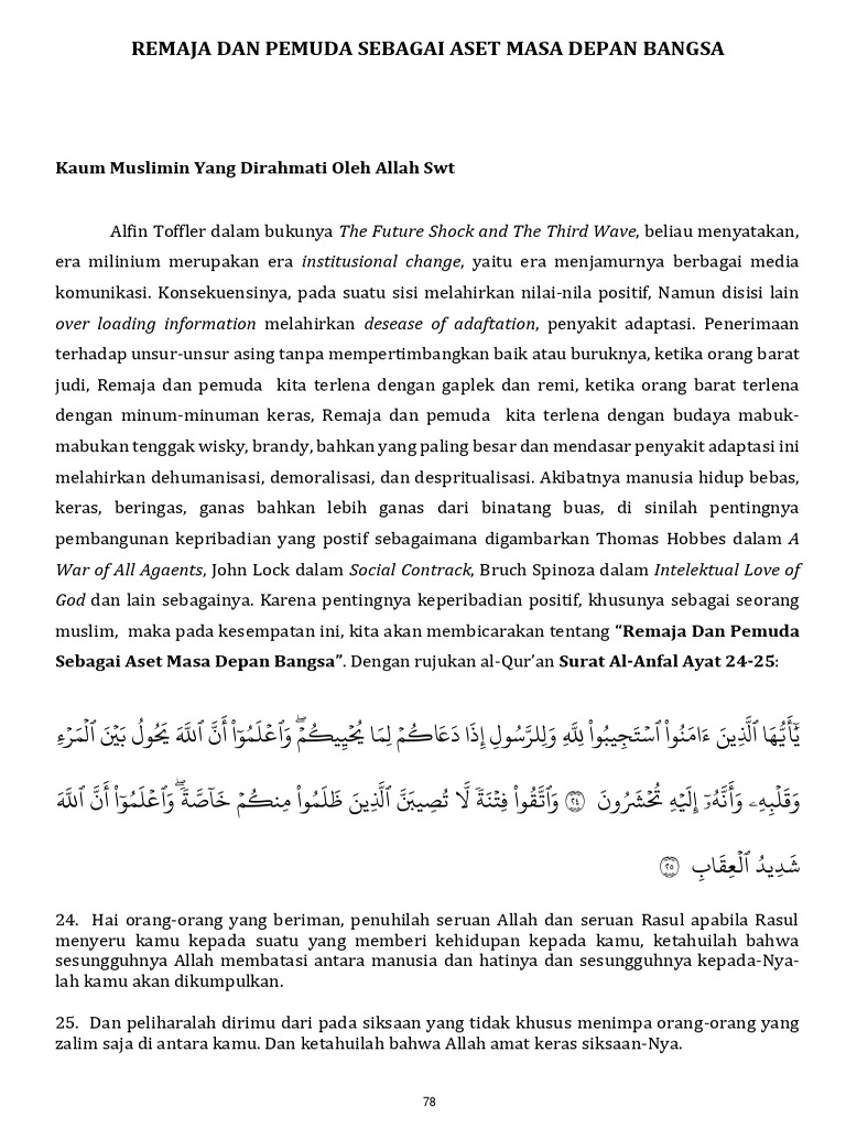 Naskah MSQ - Remaja Dan Pemuda Sebagai Aset Masa Depan Bangsa | PDF