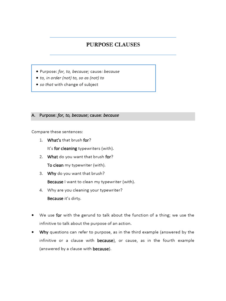 6-Exercise-Purpose Clause | PDF | Subject (Grammar) | Sentence ...