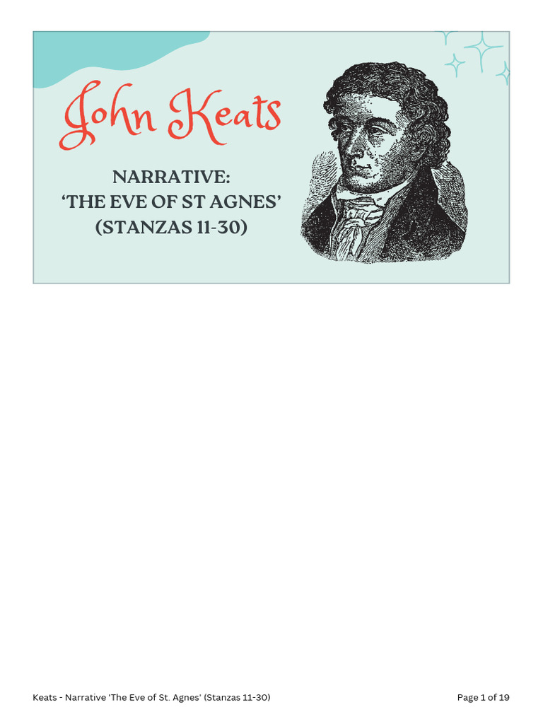 Keats - Narrative 'The Eve of St. Agnes' (Stanzas 11-30) | PDF | Poetry ...