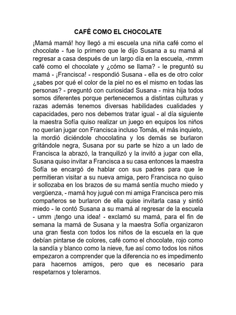 Cuento Café Como El Chocolate | PDF