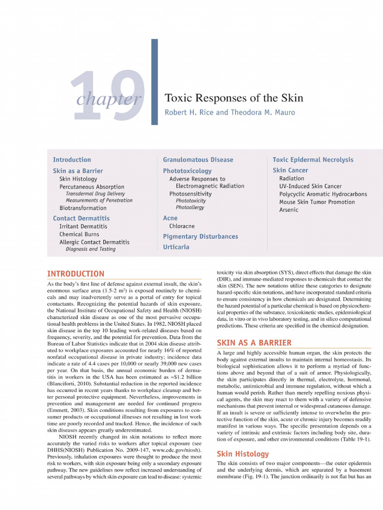 Toxic Response of Skin | PDF