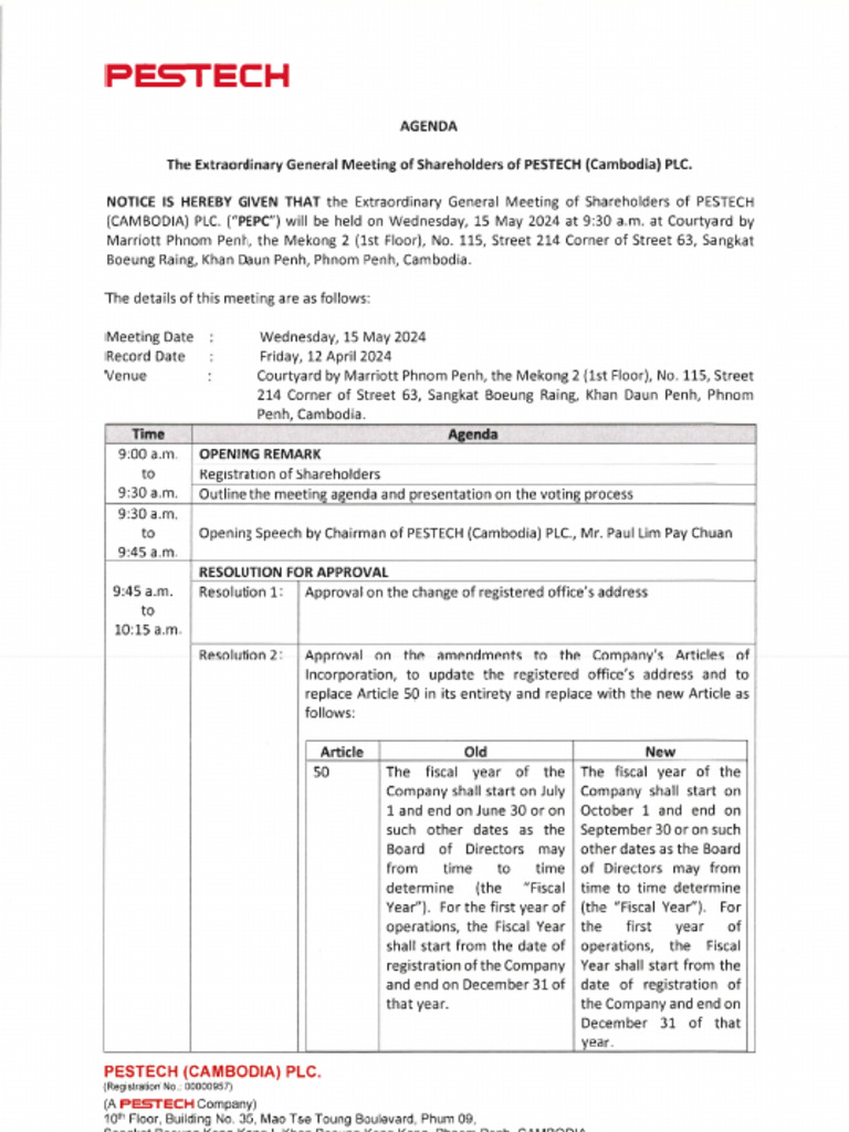 PEPC - Notice of EGM - 15 May 2024 (English) | PDF