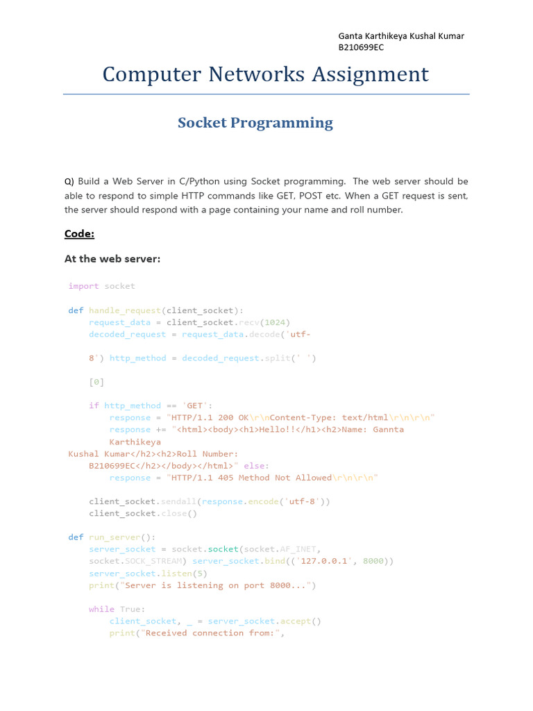 Computer Networks Assignment-2 | Download Free PDF | Networking | Internet & Web