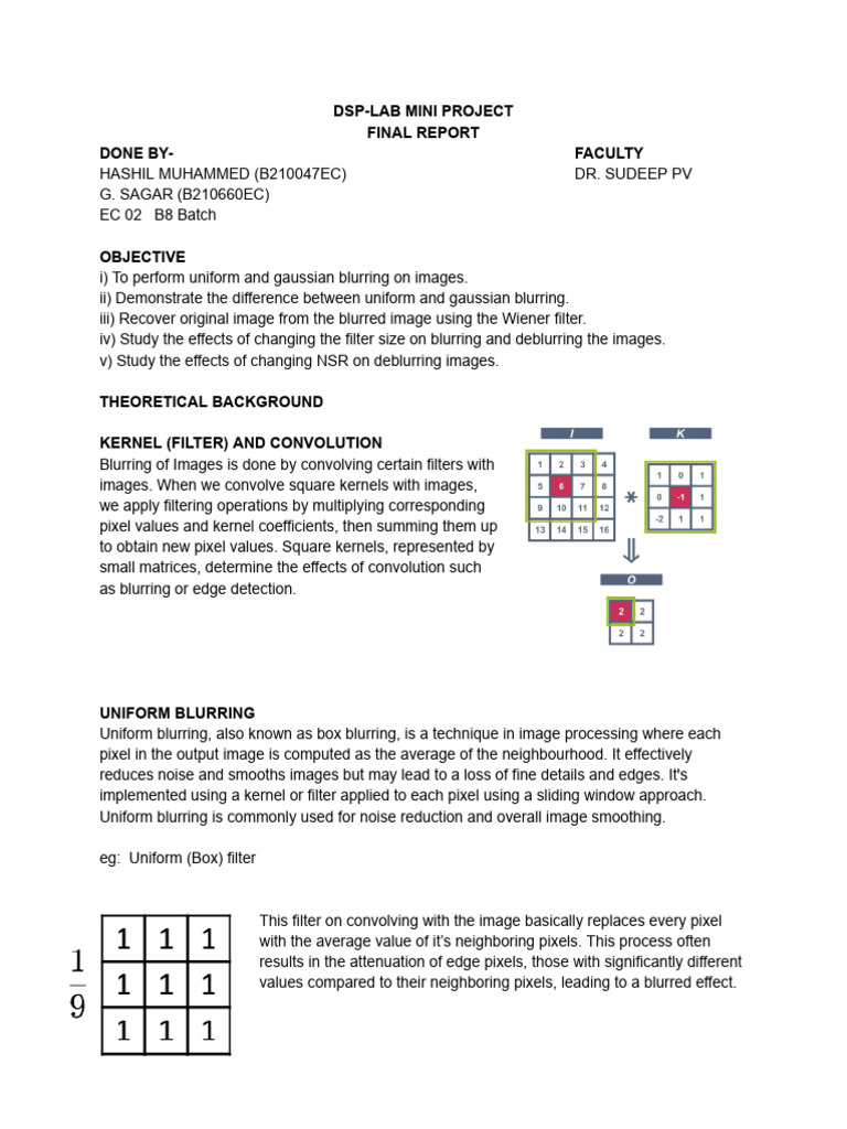 DSP Final Report B8 | PDF | Image Processing | Signal Processing