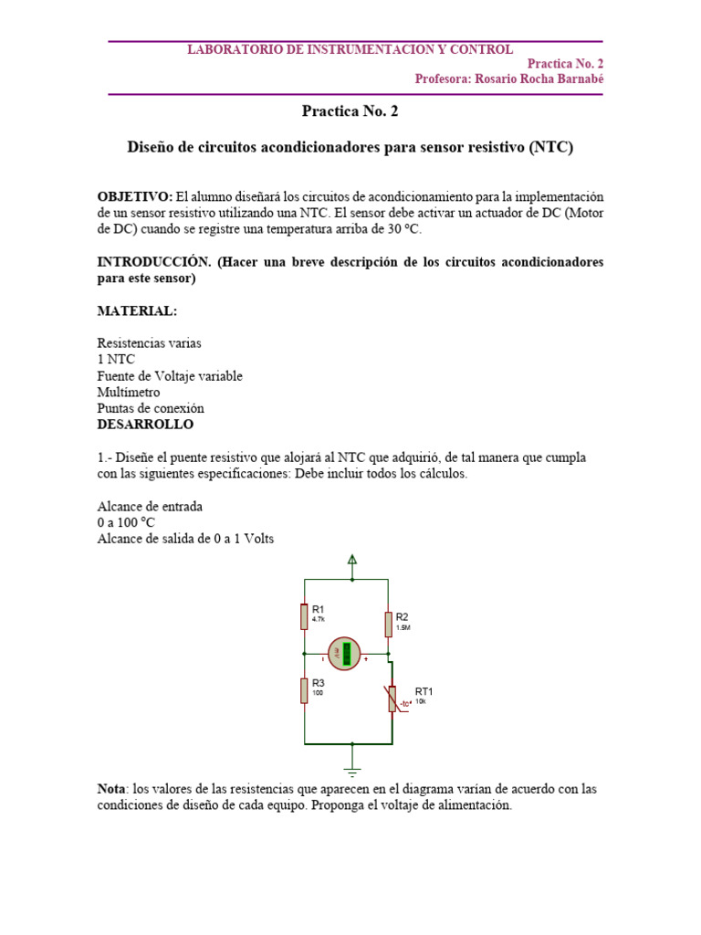 Práctica 2 NTC - 2024 1 | PDF | Sensor | Ingeniería Electrónica