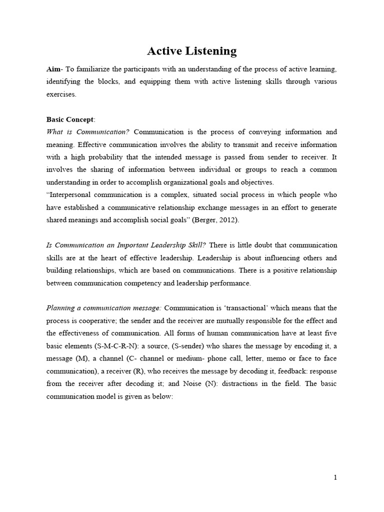 Active Listening | PDF | Communication | Nonverbal Communication