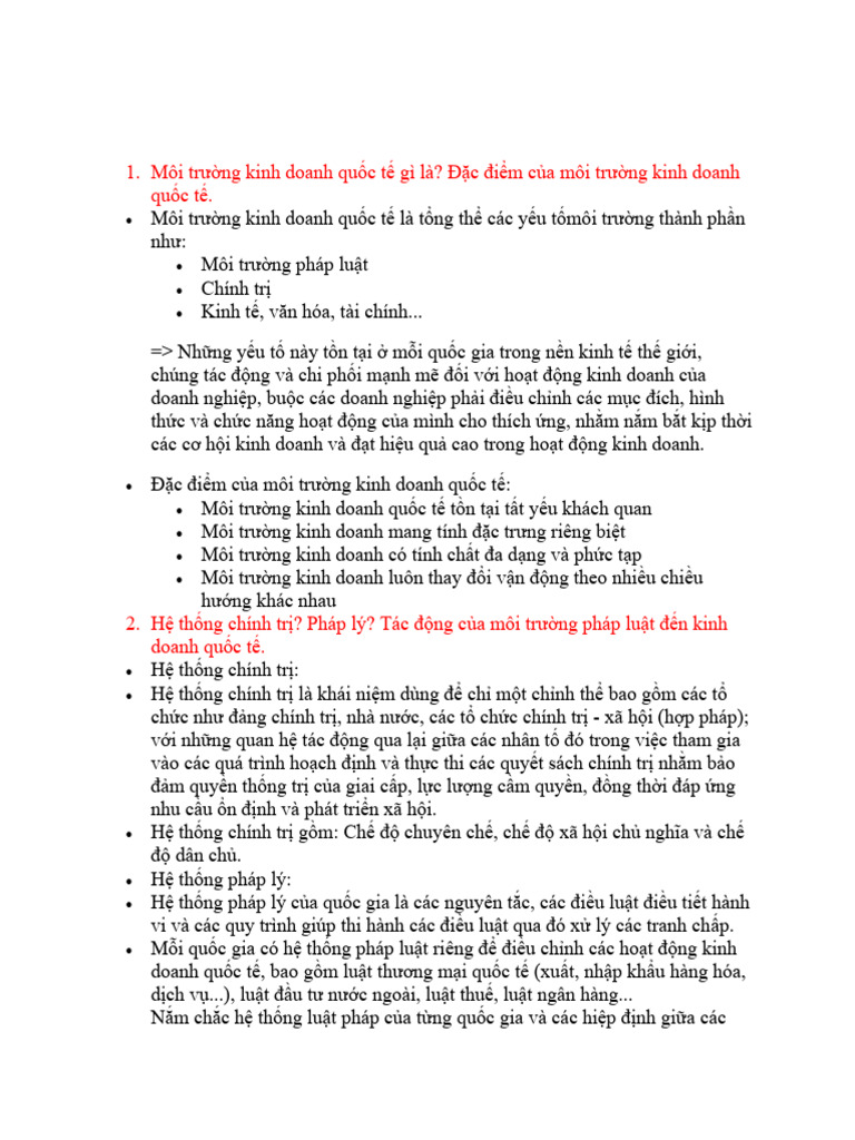 26 câu ôn tập KDQT | PDF