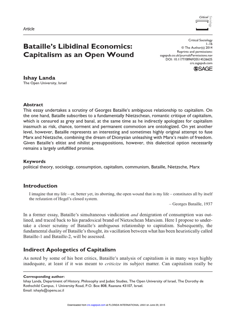 (2015) Landa, I. Bataille's Libidinal Economics - Capitalism As An Open ...
