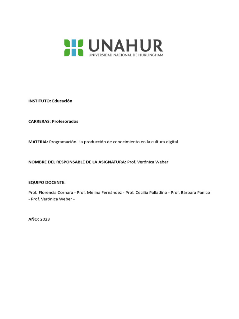 Programa Programación 1C 2023 (Provisorio) | PDF | Enseñando ...