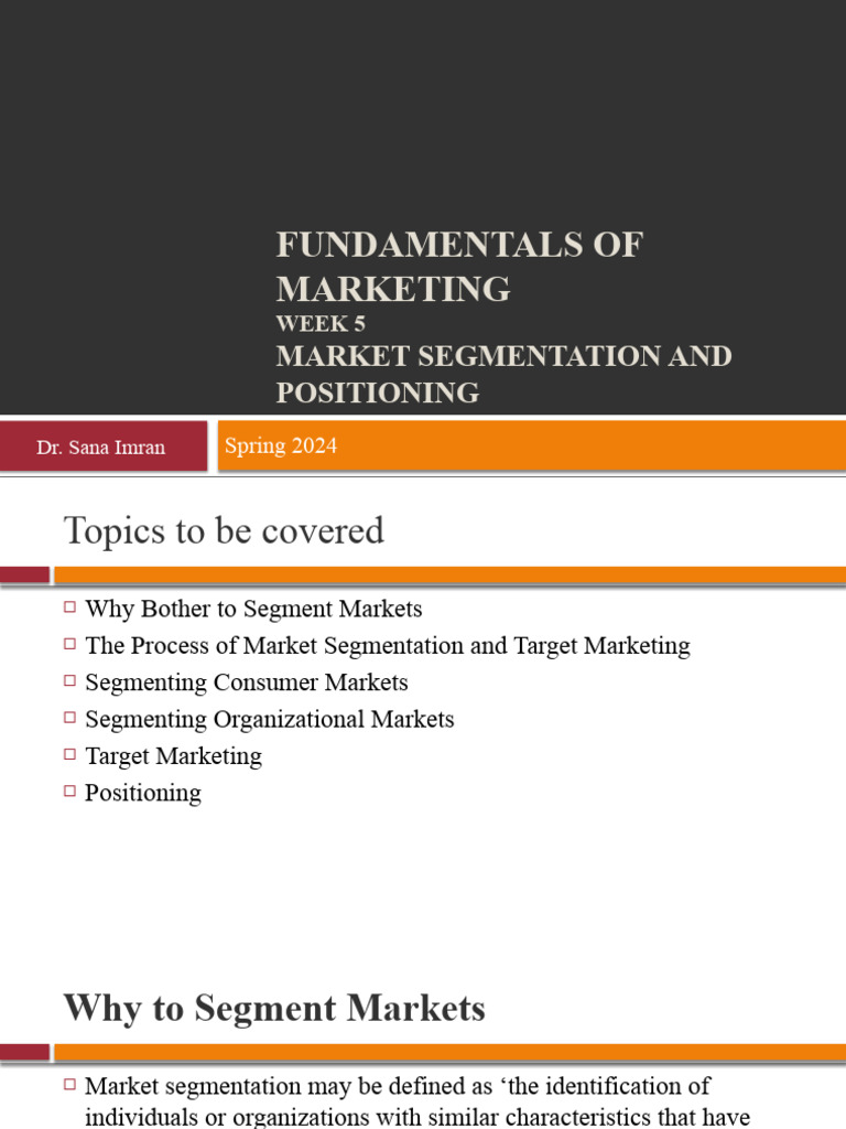 Week 4 - Market Segmentation | PDF | Market Segmentation | Marketing