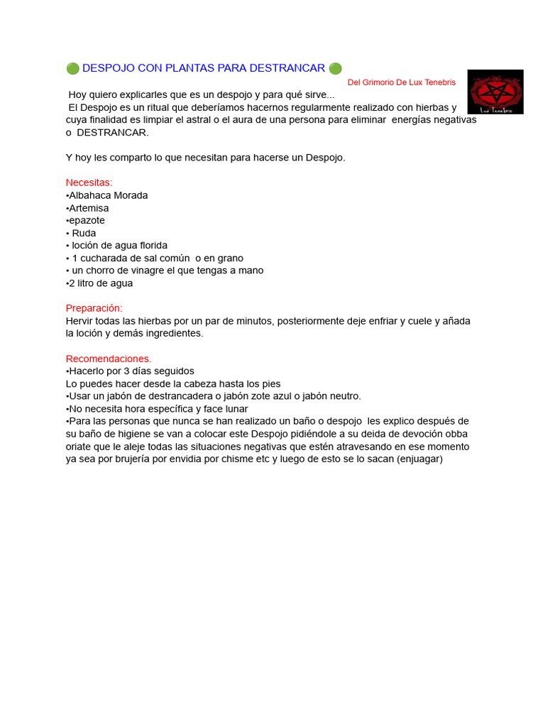 ? Despojo Con Plantas para Destrancar ? | PDF