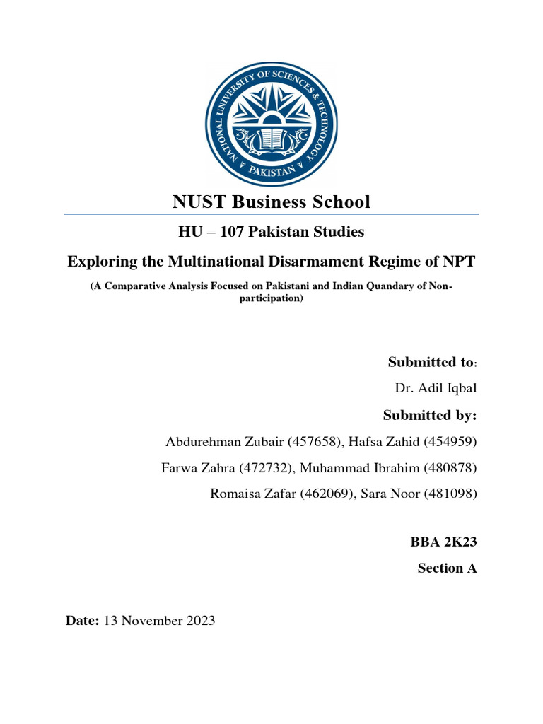 NPT Pakistan | PDF | Treaty On The Non Proliferation Of Nuclear Weapons ...