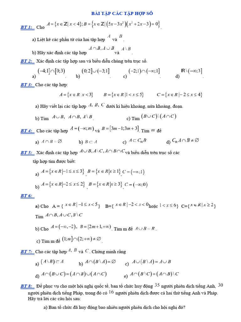 Bai Tap Cac Tap Hop So - Đa | PDF