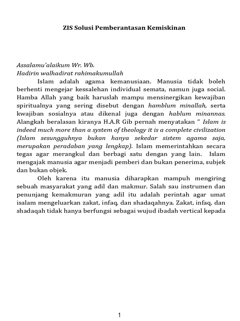 Naskah MSQ - ZIS Solusi Pemberantasan Kemiskinan | PDF