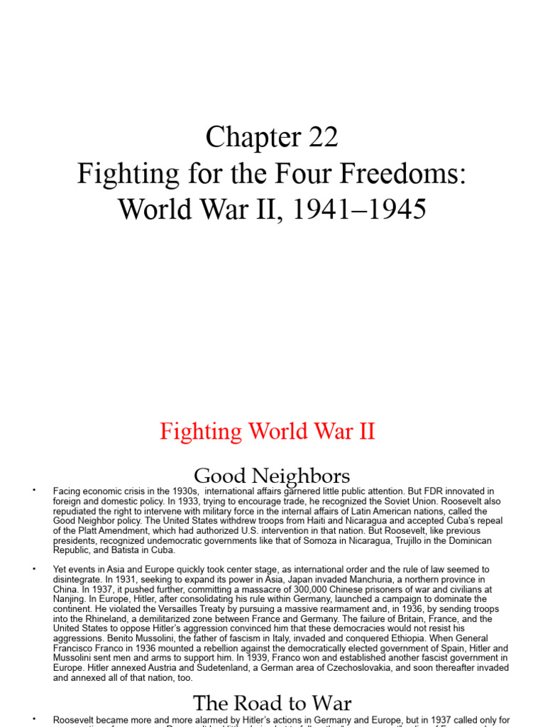 Ch. 22 PPT - Wwii 1941 - 1945 | PDF | Franklin D. Roosevelt | World War II