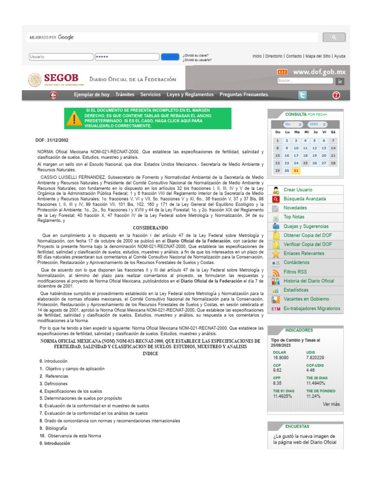 Nom 021 Semarnat 2000 | PDF | Suelo | Muestreo (Estadísticas)