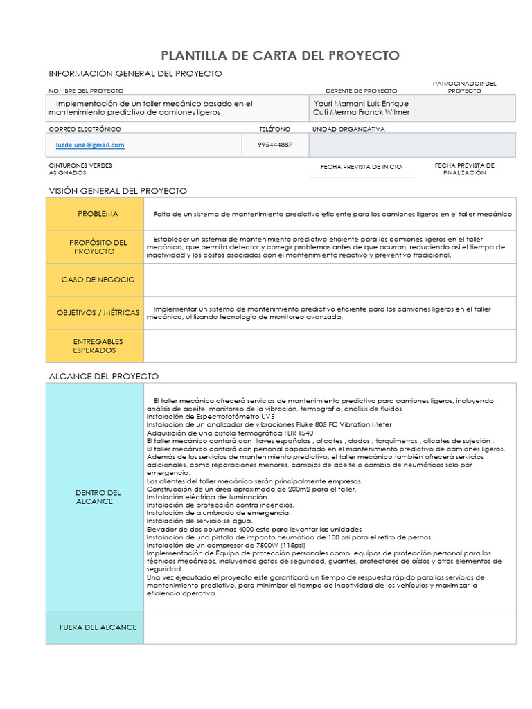 Plantilla de Carta Del Proyecto | PDF