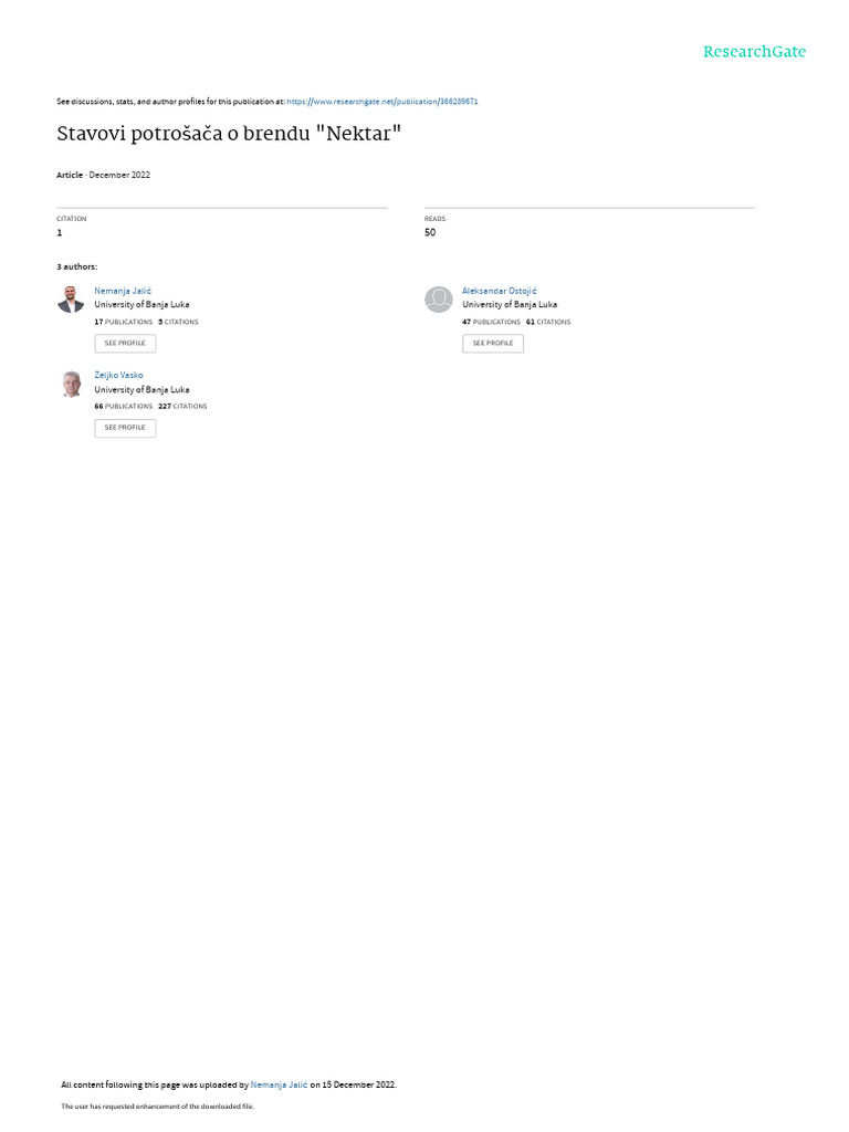 Stavovipotroaaobrendu Nektar Jalic Ostojic Vasko | PDF
