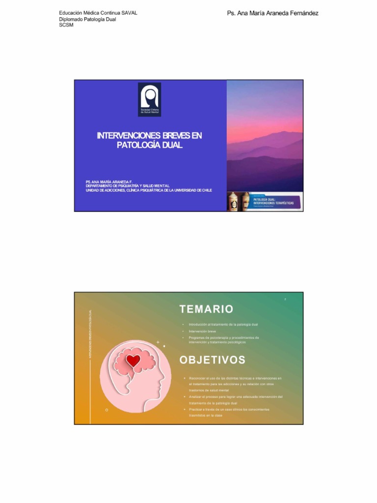 Clase Intervenciones Breves en Patología Dual Presentación | PDF