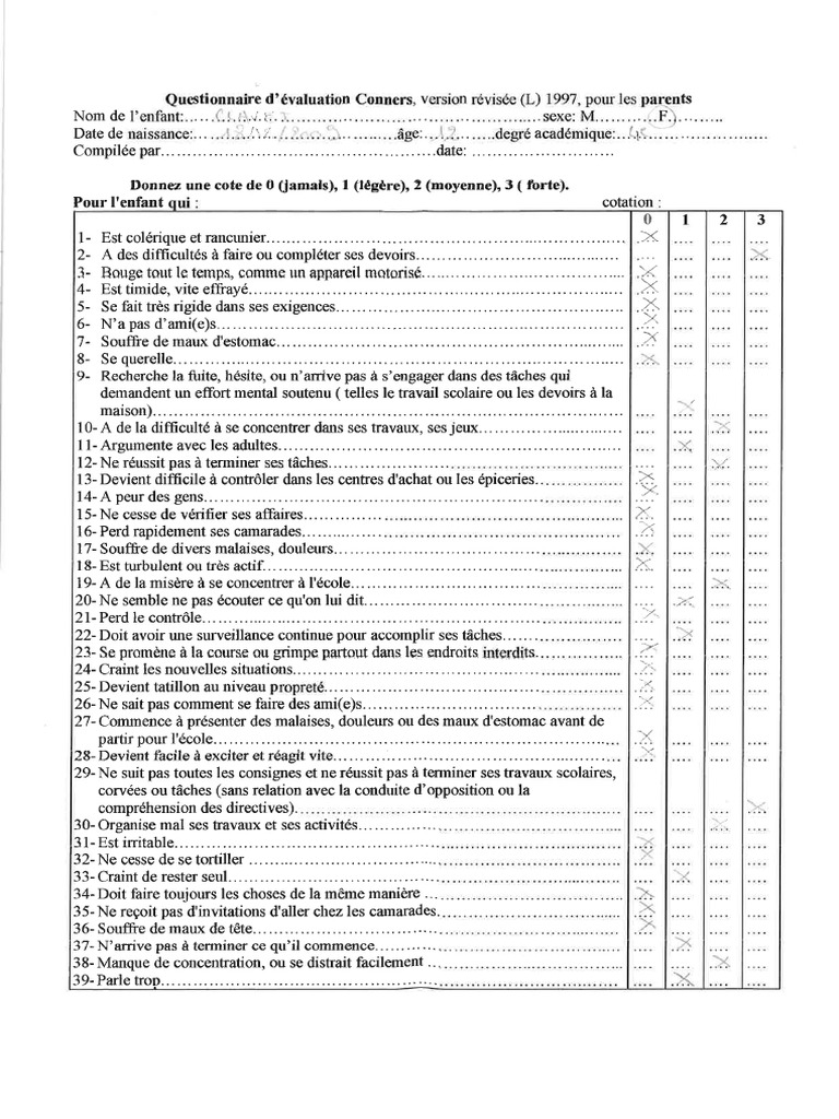 Questionnaire Psychologue | PDF