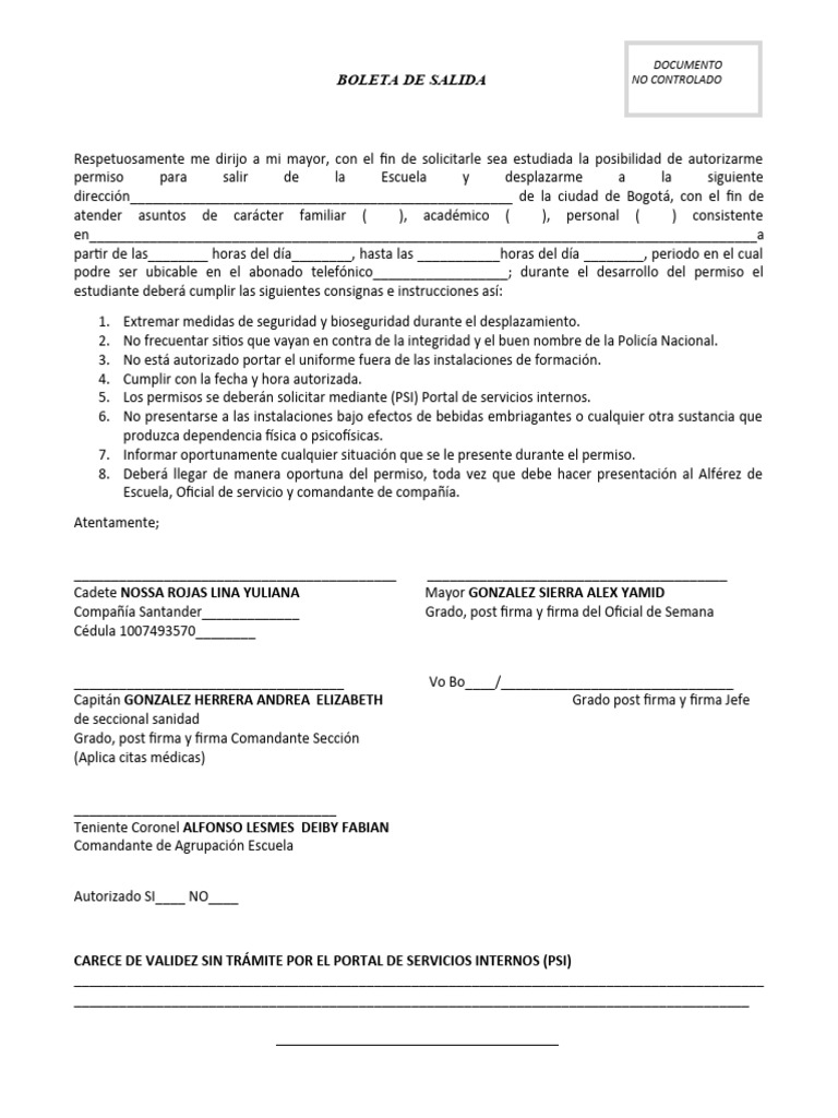 Boleta de Salida Ecsan | PDF