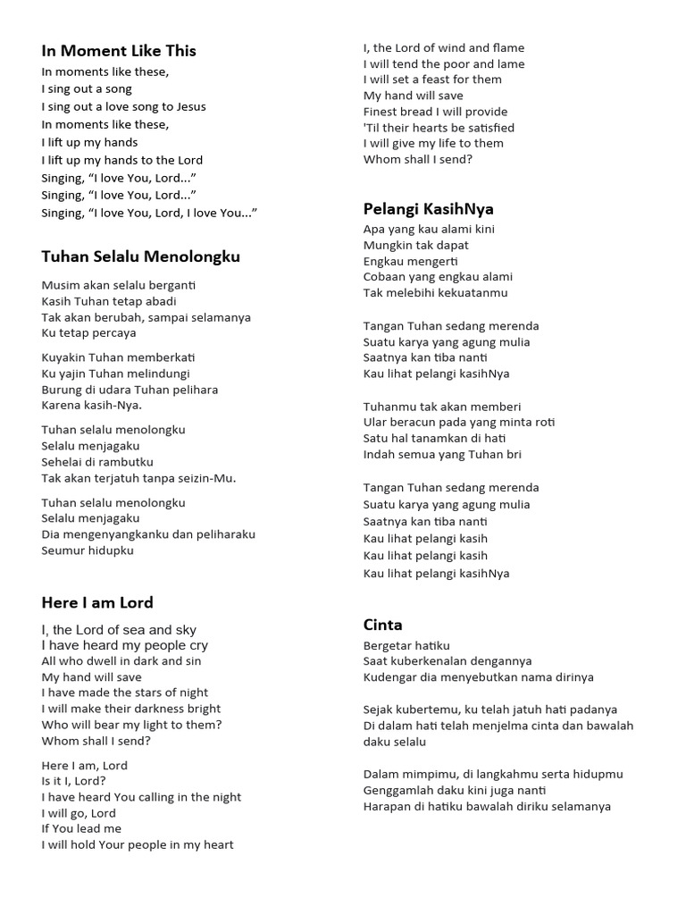 Lirik Lagu Rohani dan Cinta Sejati | PDF