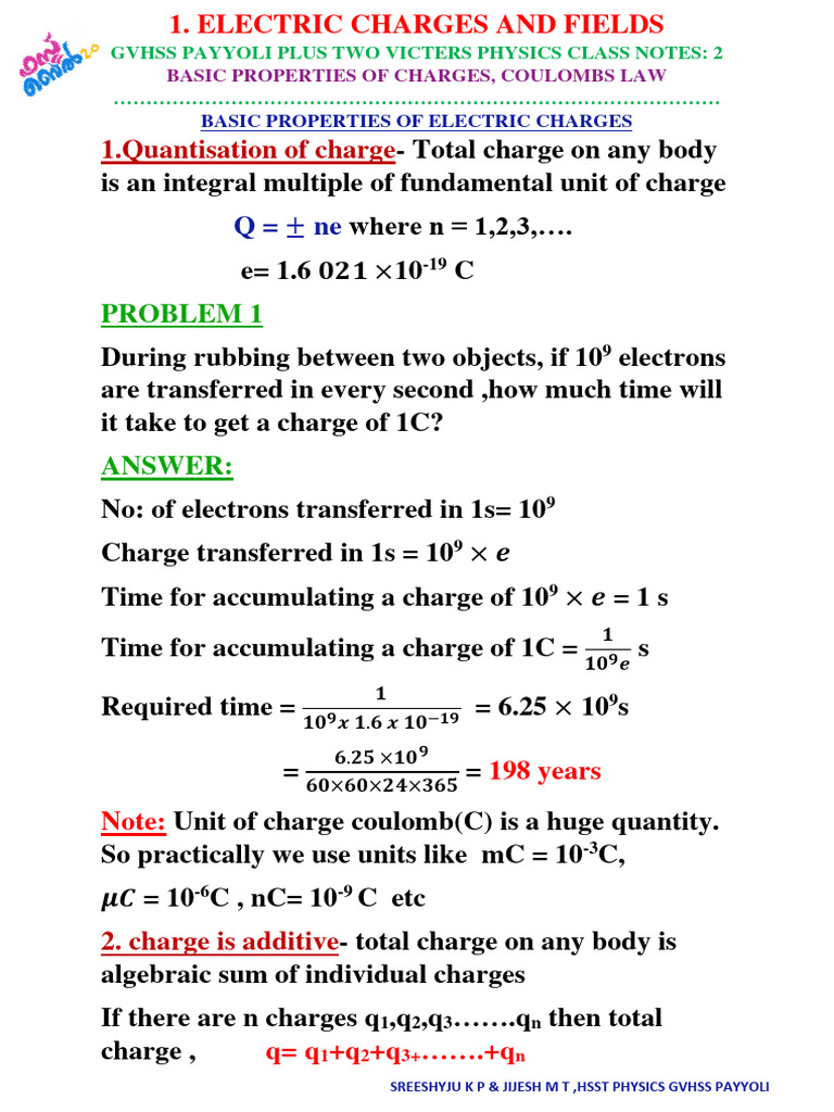 HSSRPTR - Class 4-ELECTRIC CHARGES AND FIELDS CLASS 2 | PDF | Materials Science | Physical Sciences