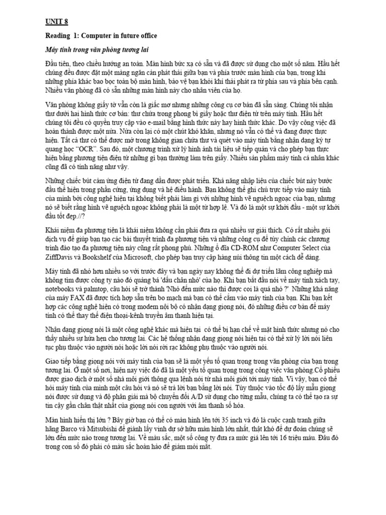 Unit8 Translate Reading | PDF