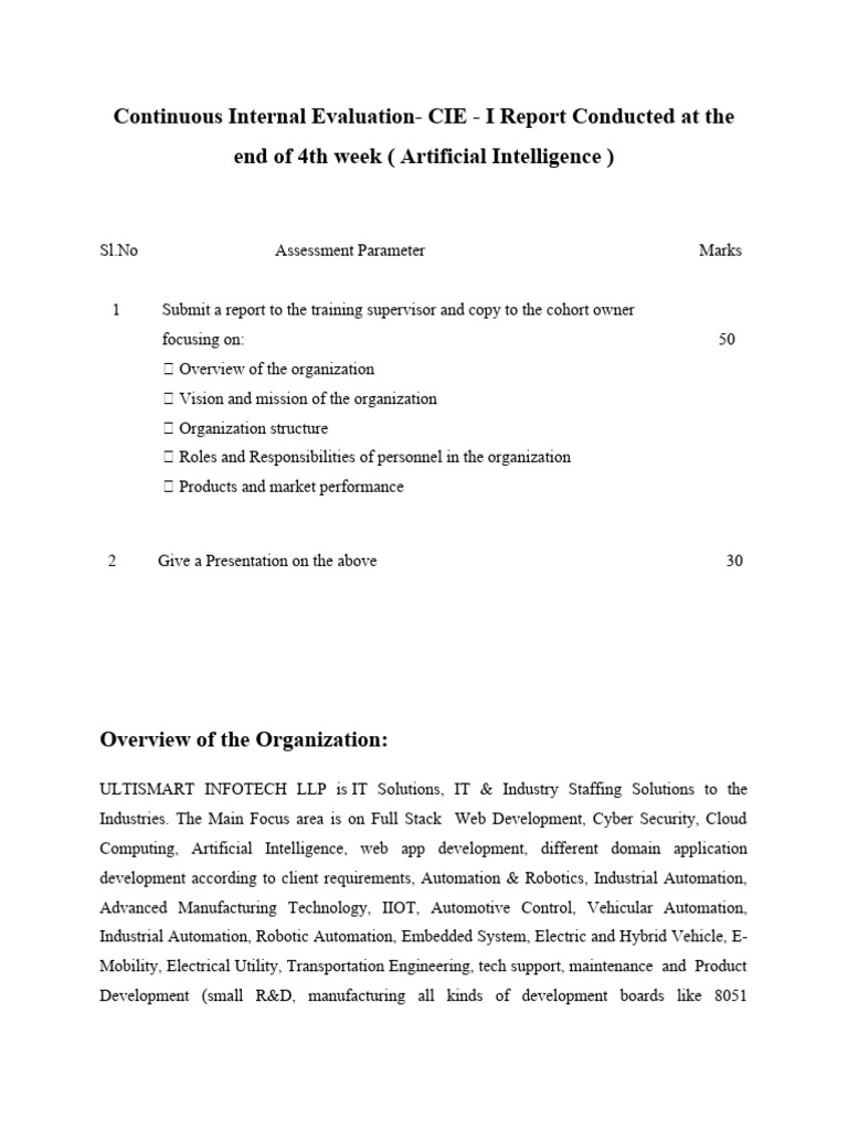 AI Internship Evaluation Report | PDF | Organizational Structure ...