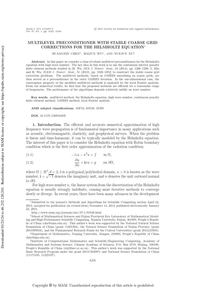 Multilevel Helmholtz | PDF | Finite Element Method | Applied Mathematics