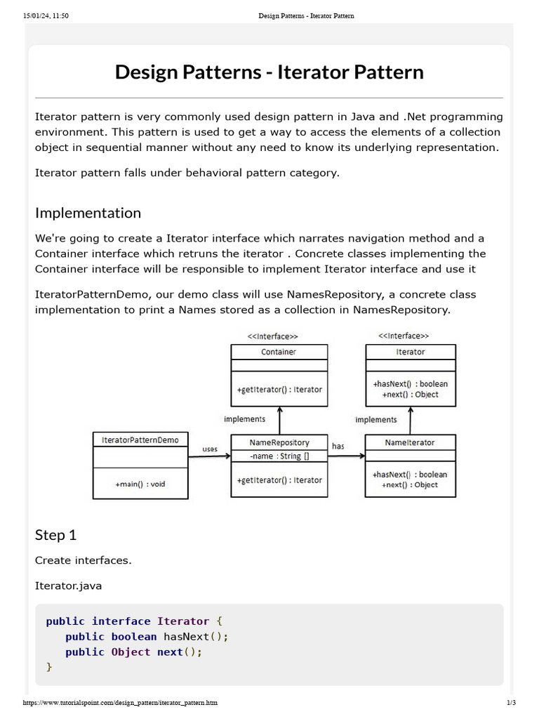 Iterator Pattern Download Free Pdf Class Computer Programming Method Computer Programming