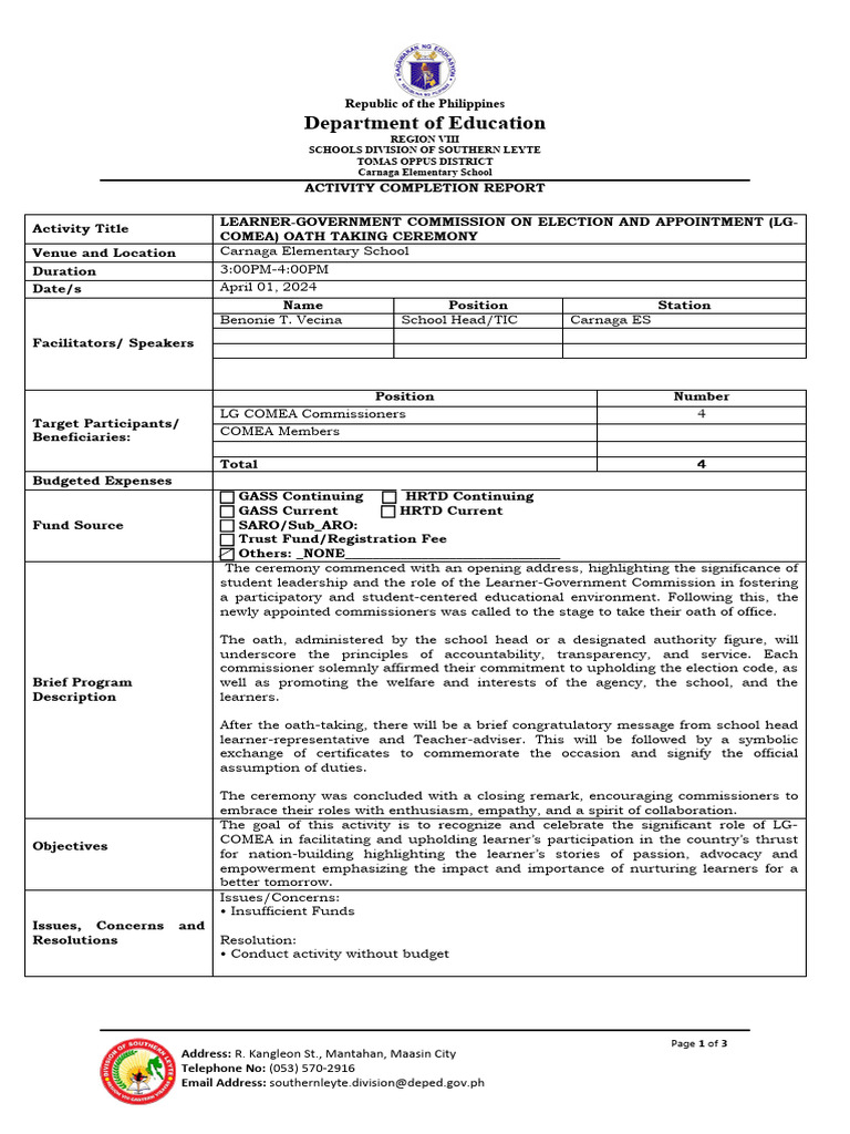 ACR LG COMEA Oath Taking | PDF